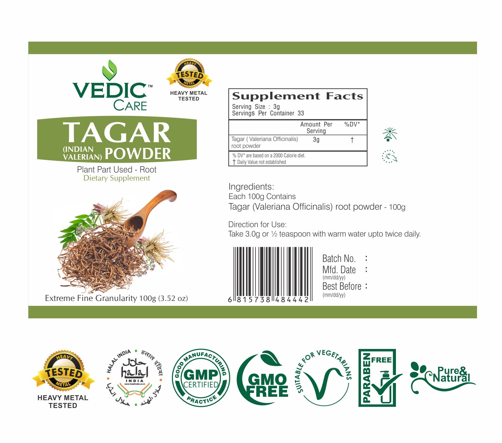 Vedic Tagar Powder - 100g